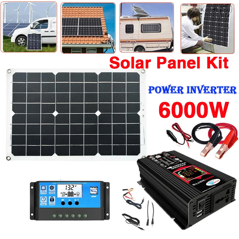 Solar-Panel-Kit-Complete-4000W-6000W-Modified-Sine-Wave-Inverter-LCD ...