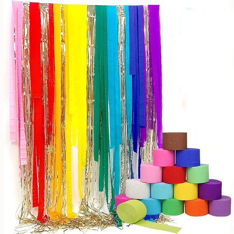 Colorful-DIY-Crepe-Paper-Streamers-Foil-Fringe-Tinsel-Curtain-Photo-For ...