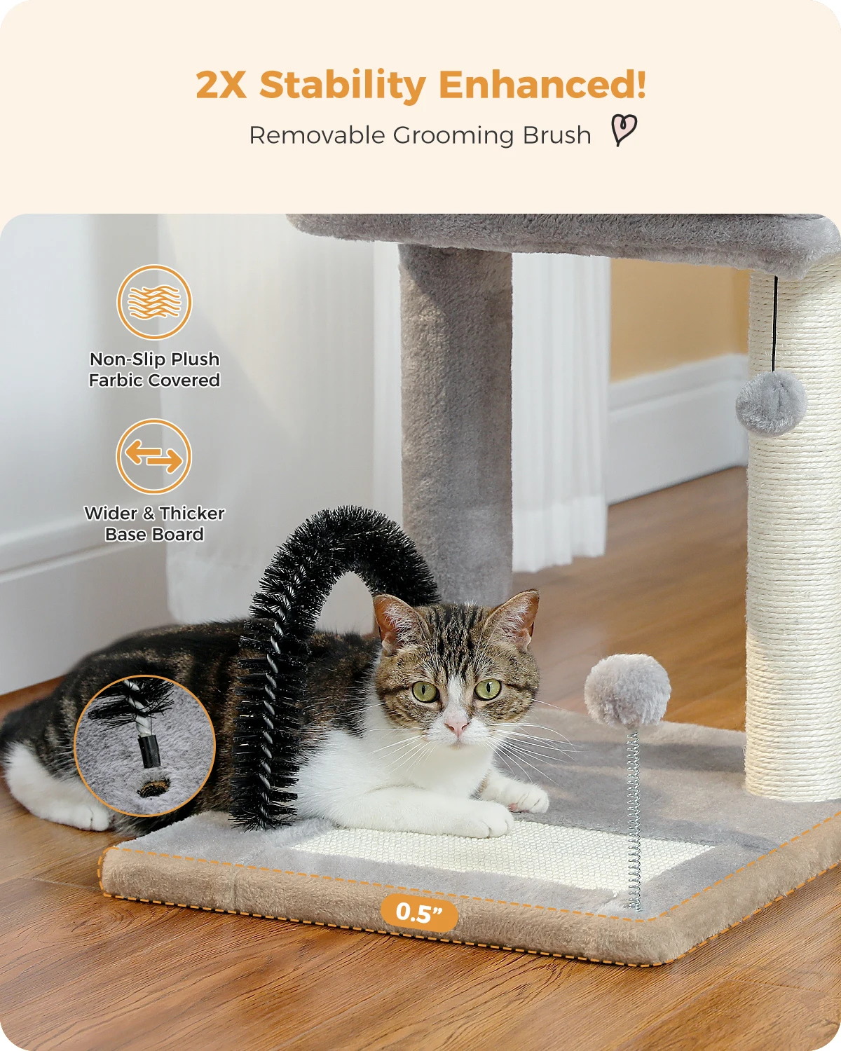 Cat Scratching Post Cat Grooming Post Cat Scratching Post, 49cm 5-in-1 ...