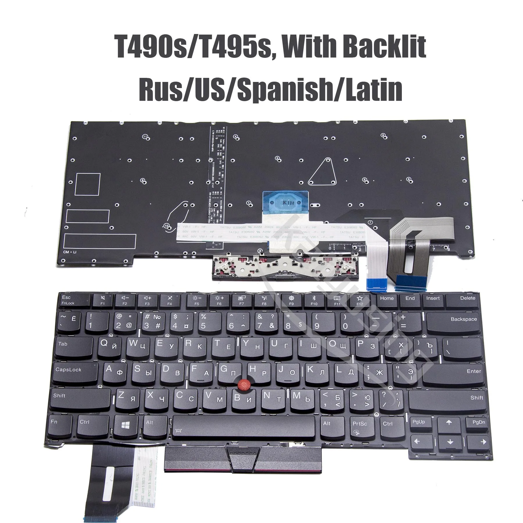 Rus US Spanish Latin Keyboard for Lenovo ThinkPad T490S T495S With ...