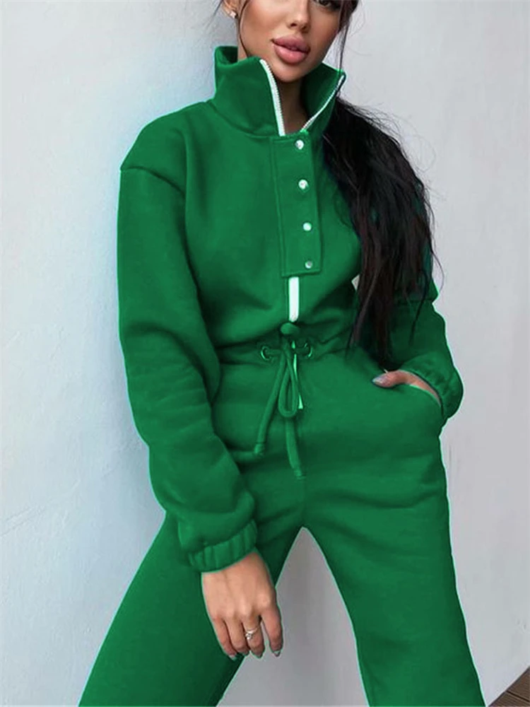 Tossy 2022 Winter Turtleneck Sweatshirt Sets Tracksuit Women Fleece ...