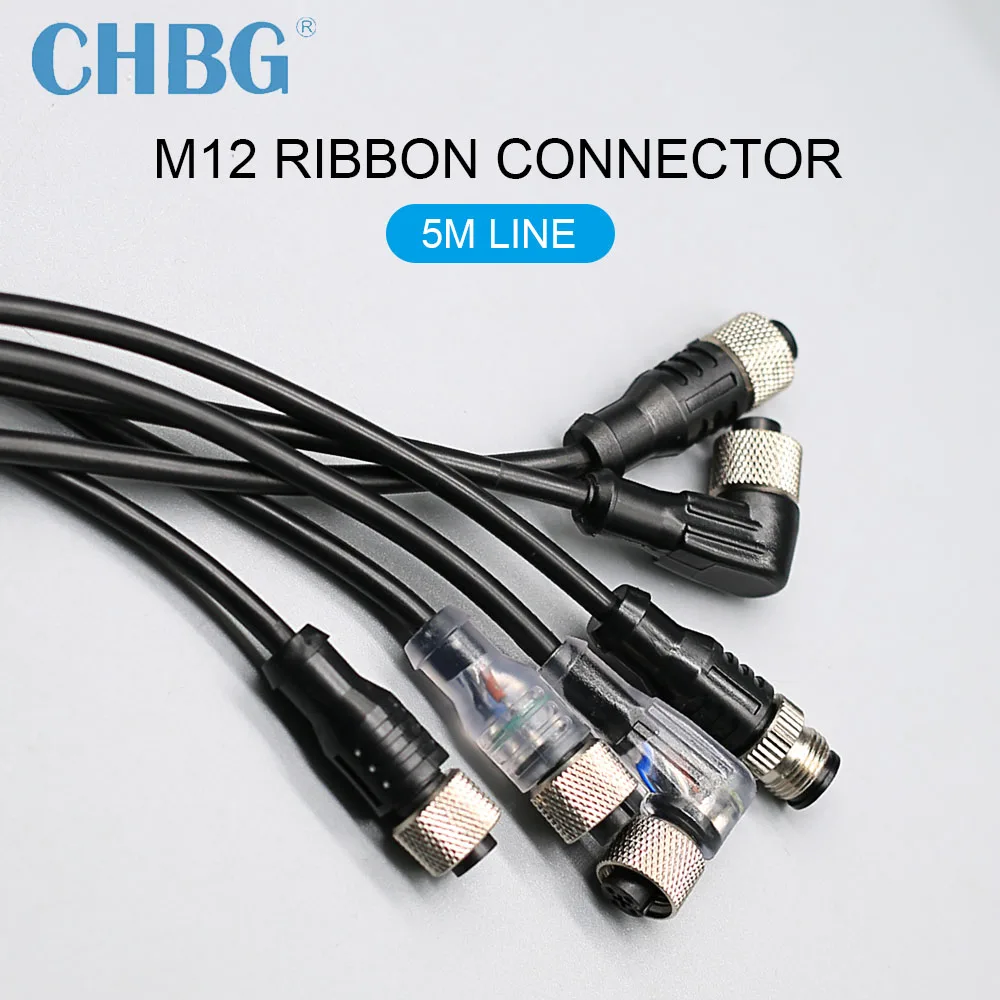 CHBG 5m Line M12 4 5 Pins PVC LED IP67 Sensor Cable Connector Type A ...