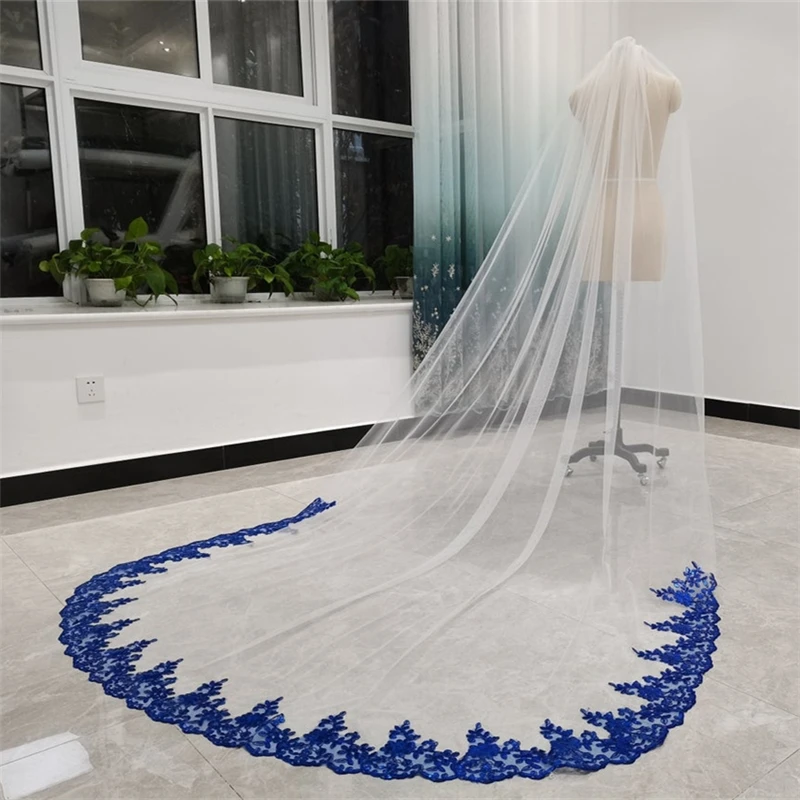 2022-New-Royal-Blue-3-Meters-3-5M-4M-5M-Bling-Sequins-Lace-Long ...