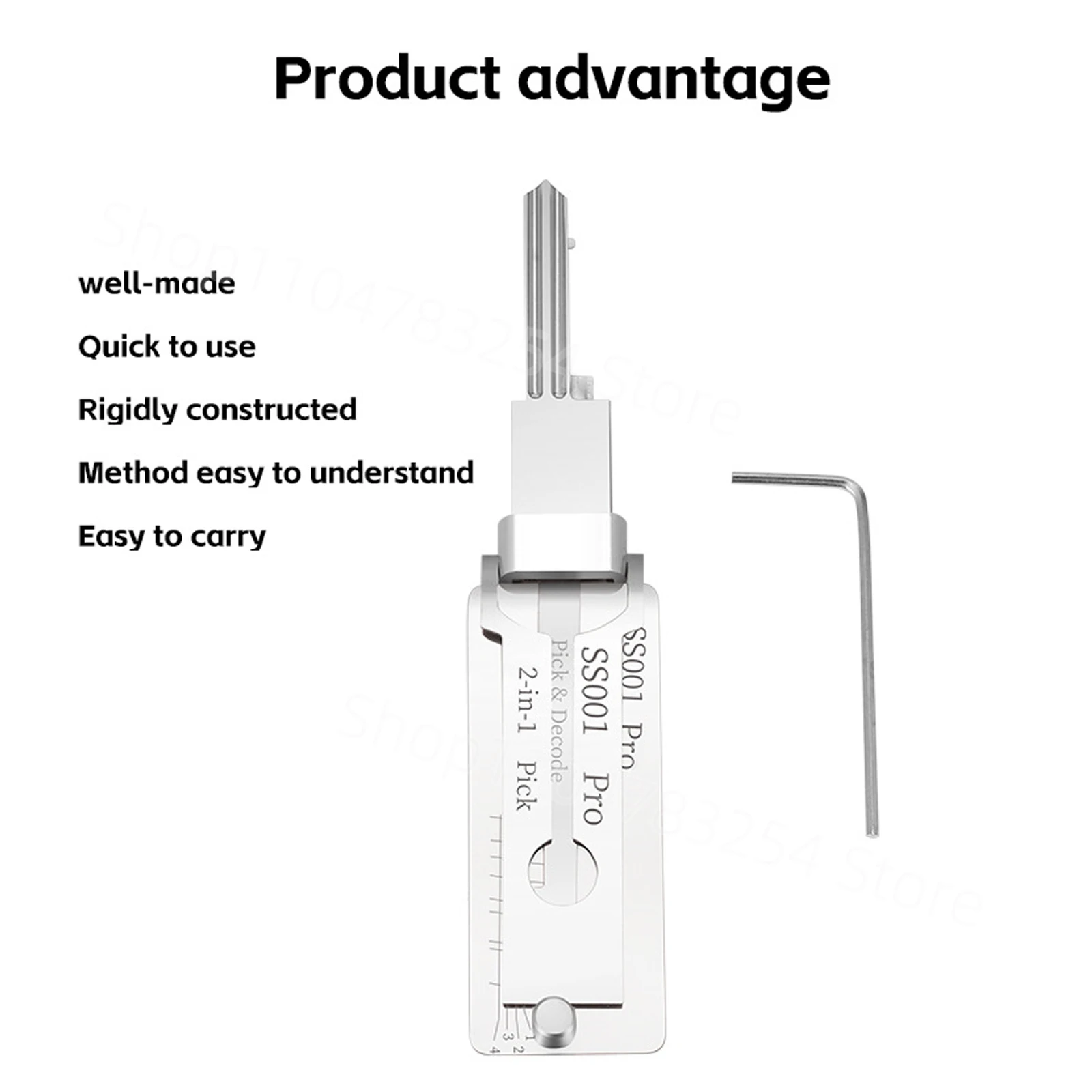 Lishi 2-in-1 Lock Pick Generic Stainless Steel Aster Key Decoder, Lock ...