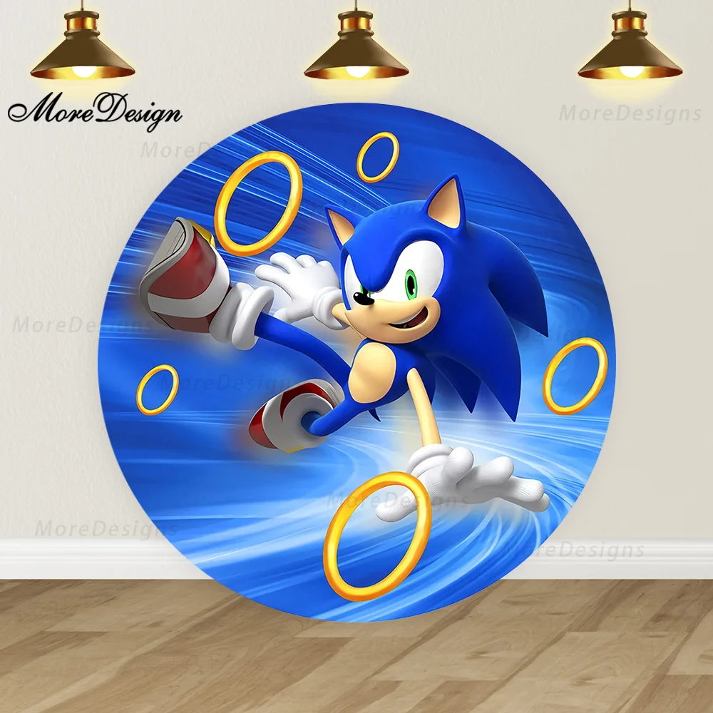 Fondo redondo de Sonic the Hedgehog para decoración de fiestas de ...