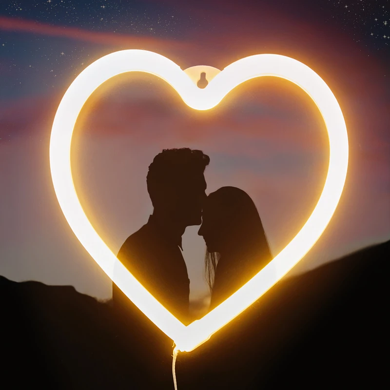 Pink-Heart-Neon-Sign-LED-Light-Up-Heart-Lamp-Table-and-Wall-Decor ...