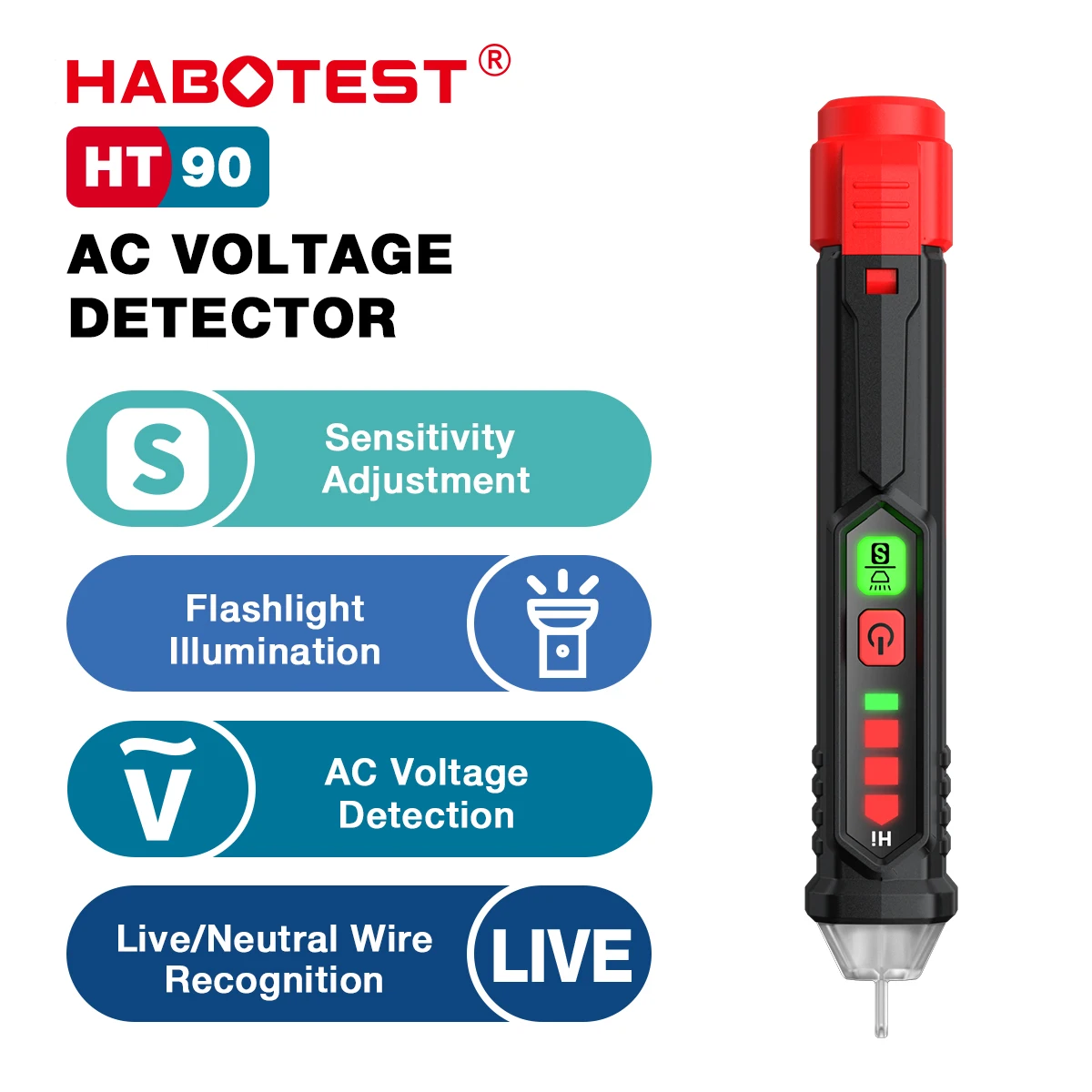 HABOTEST-HT90-HT100-HT100P-HT101-Non-Contact-AC-Voltage-Tester-12-300V ...