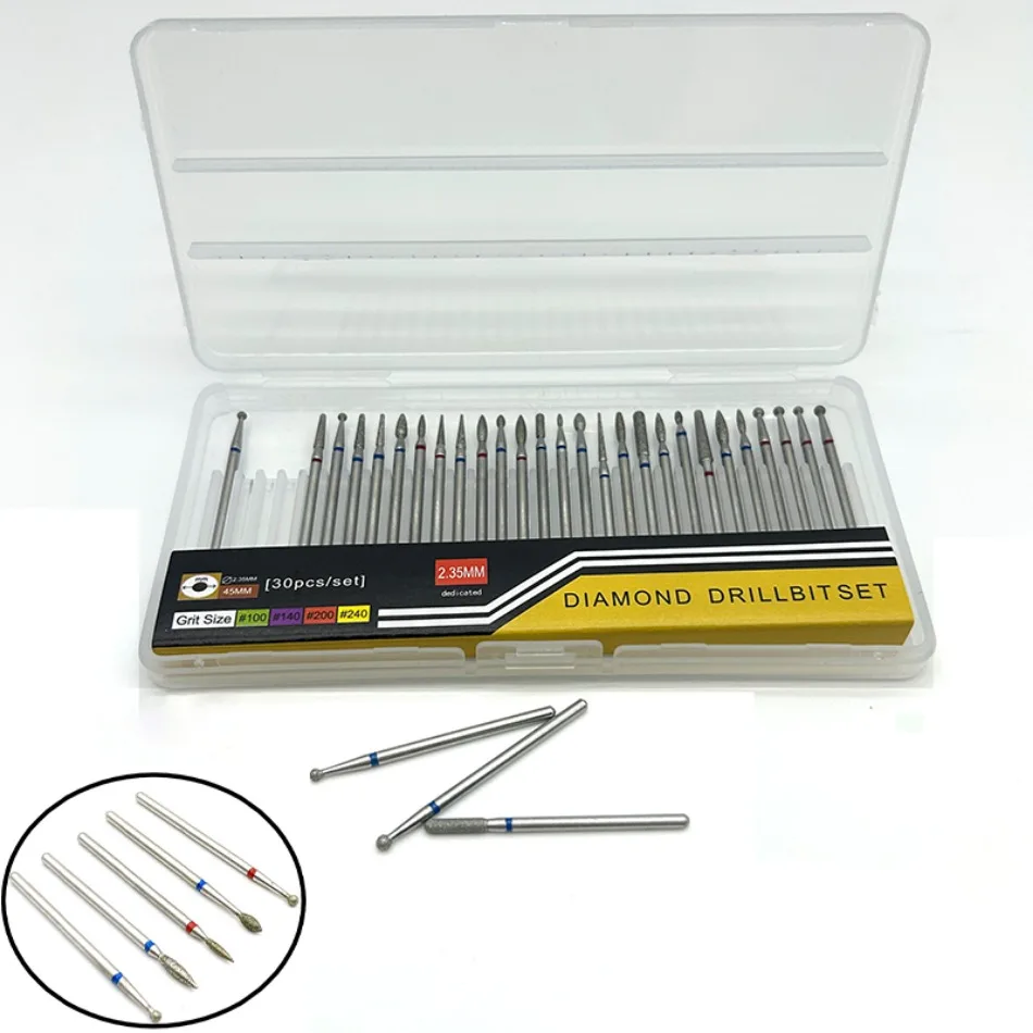 30pcs-Set-Dental-Diamond-Burs-Nail-Drill-Bit-Milling-Cutter-Rotary-Bur ...