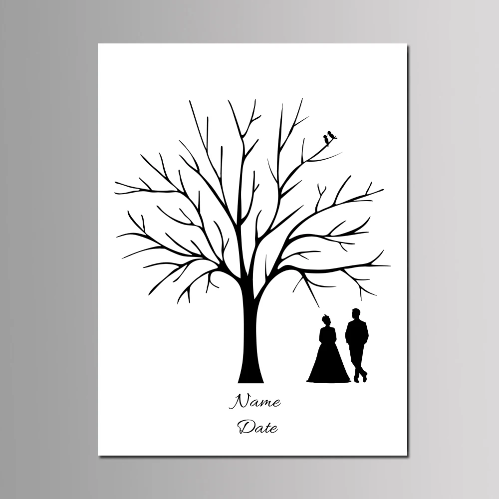 Fingerprint Tree Guest Book Silhouette