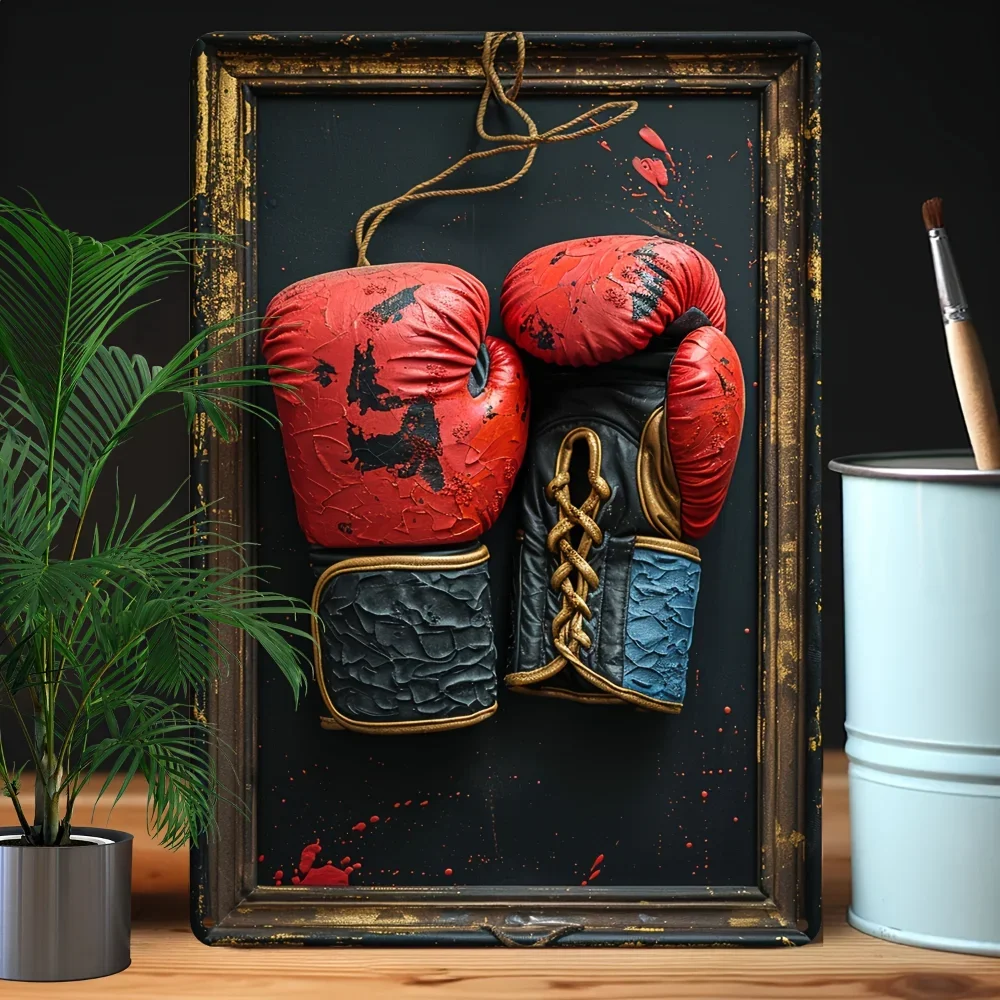 Vintage Boxing Theme Metal Tin Sign 1PC Iron Wall Decor with 3D Boxing ...