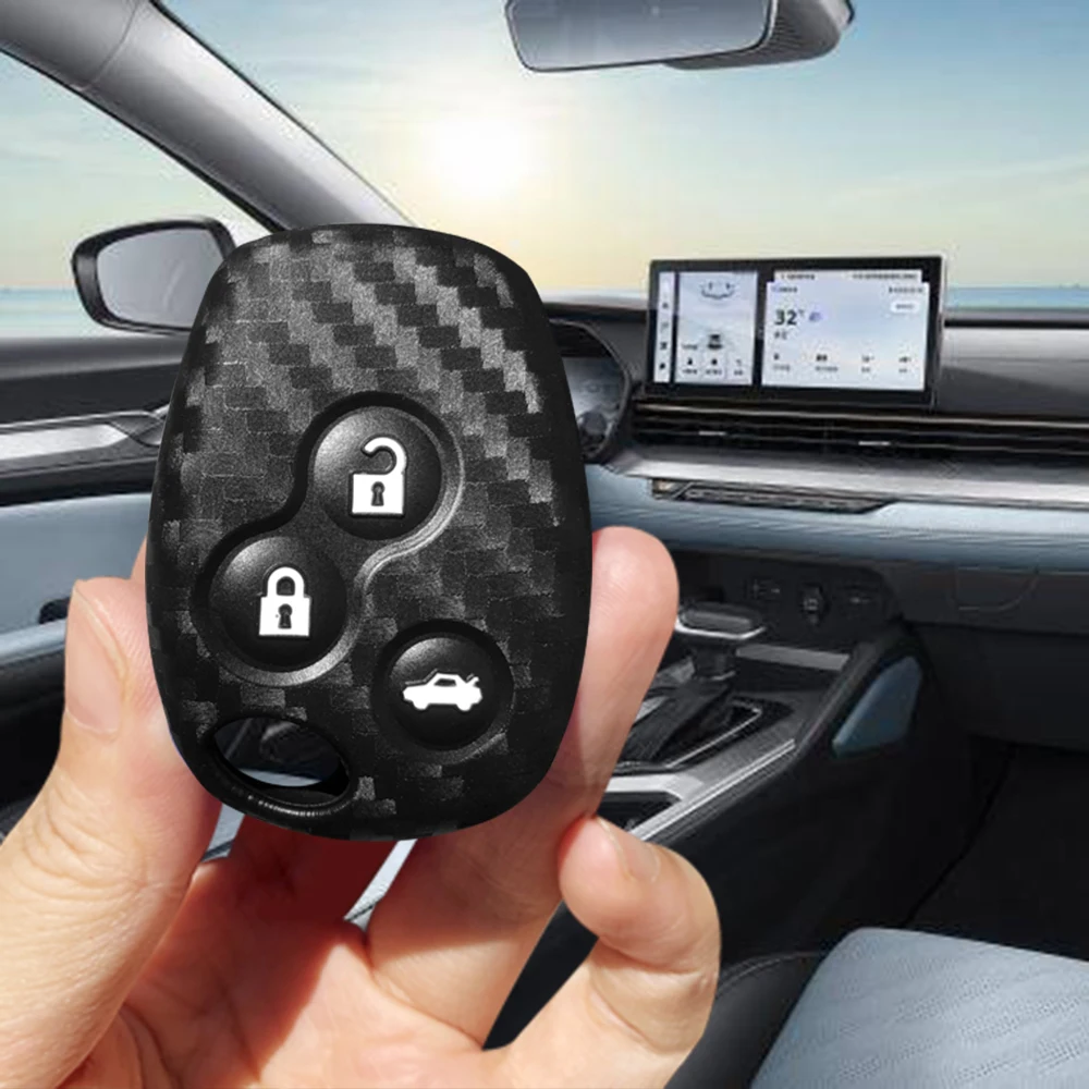 Carbon Fiber Silicone Key Case For Nissan Terrano 2019 Opel Vivaro ...