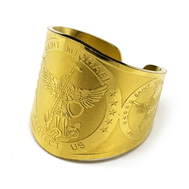 Archangel-Michael-Ring-for-Women-Men-Stainless-Steel-Gold-Silver-Color ...