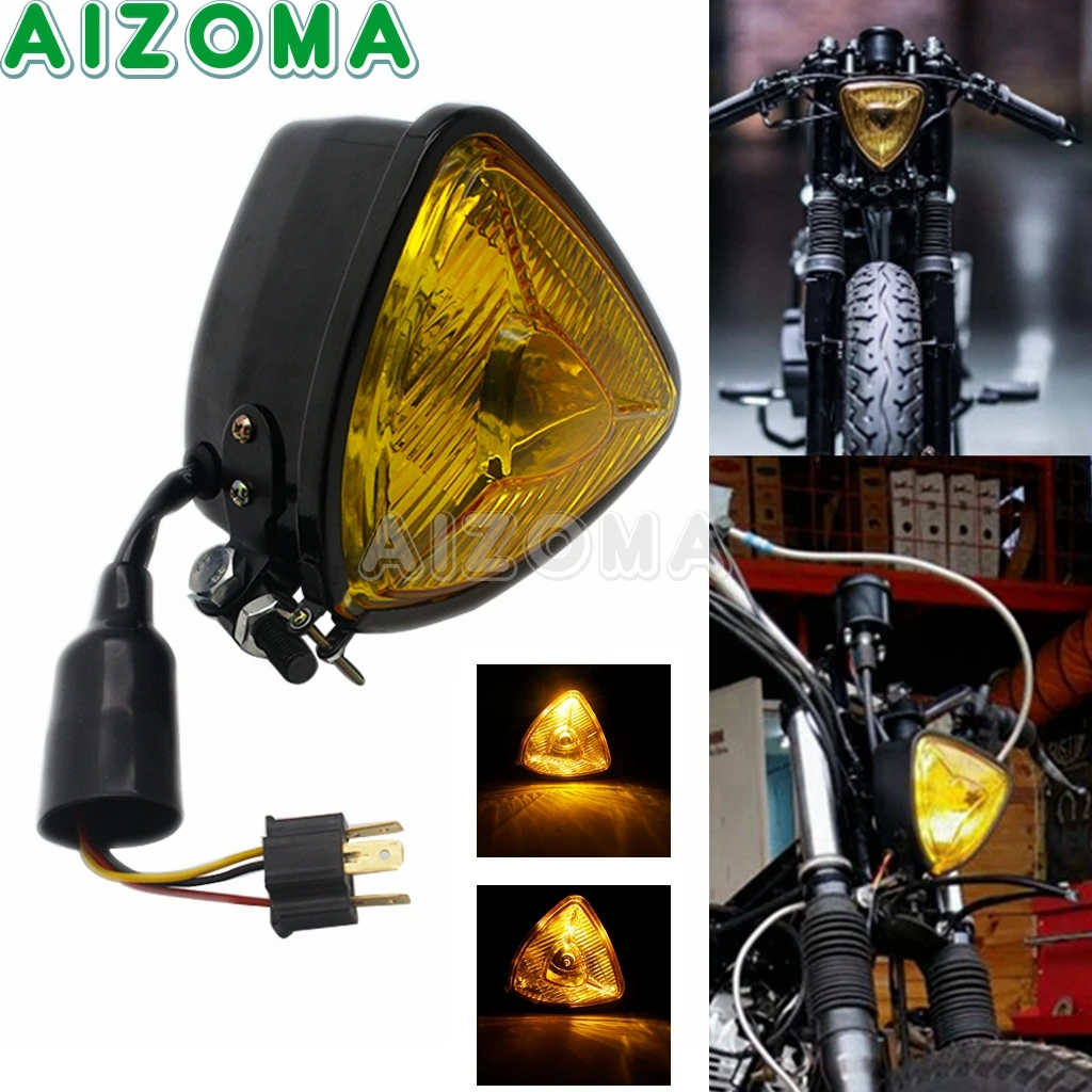 Motorcycle-Retro-Triangle-Headlight-H4-12V-55-60W-Front-Lamp-Vintage ...