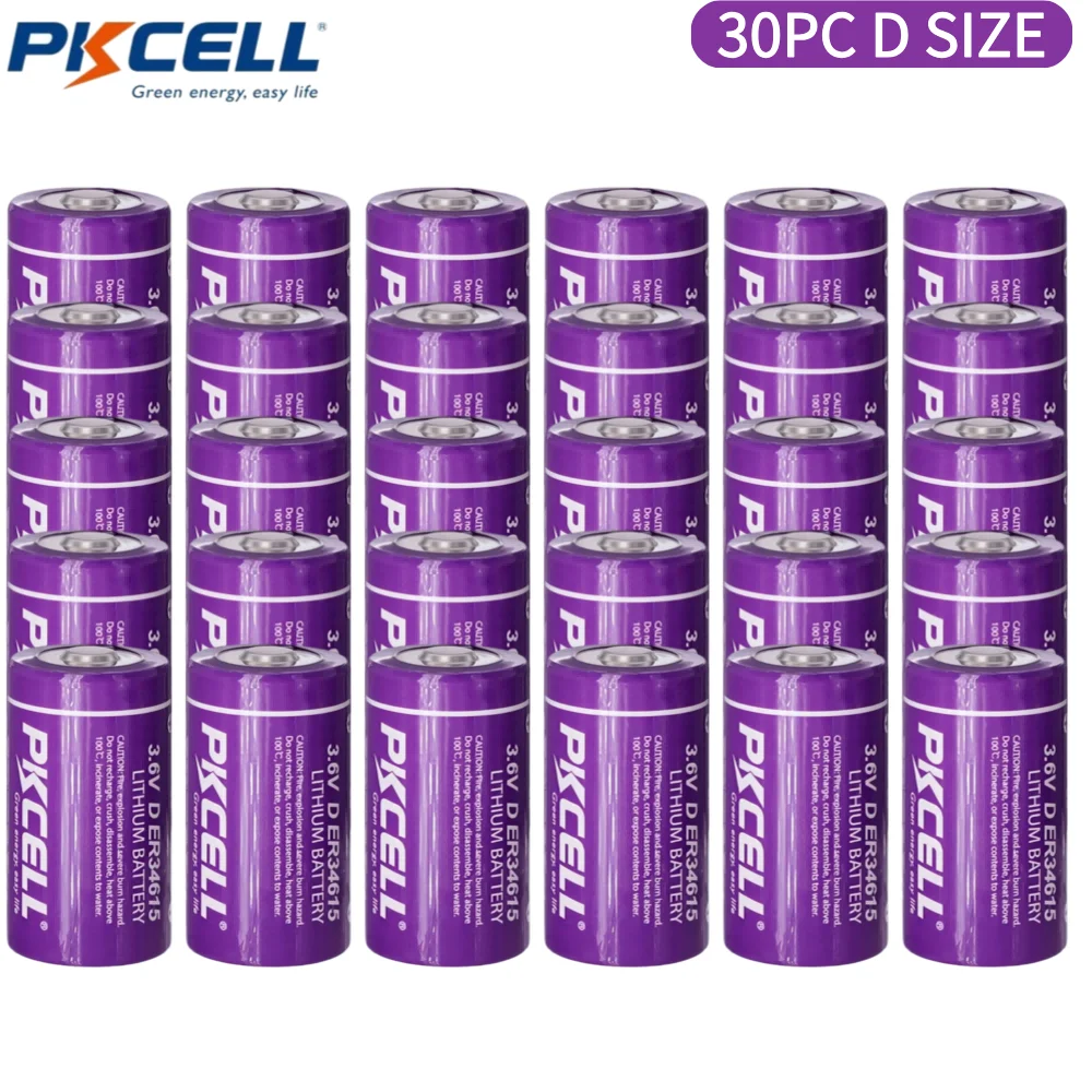 30PCS-PKCELL-ER34615-D-Cell-Batteries-3-6V-Lithium-Battery-19Ah-Non ...