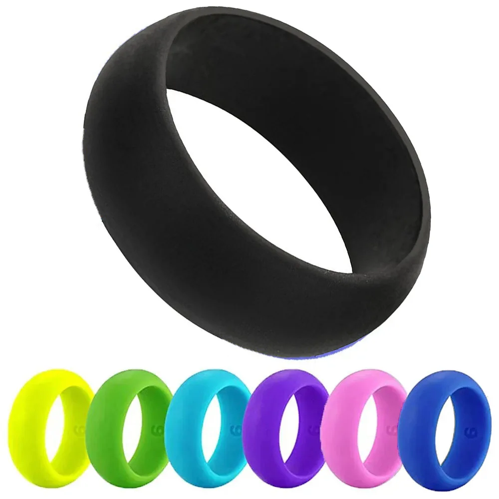1pc-8mm-Unisex-Rainbow-Silicone-Rings-Hypoallergenic-Flexible-Sports ...