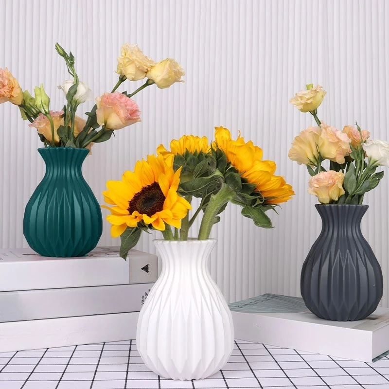 Modern Style Flower Vase Imitation Ceramic Plastic Flower Vases Plants ...