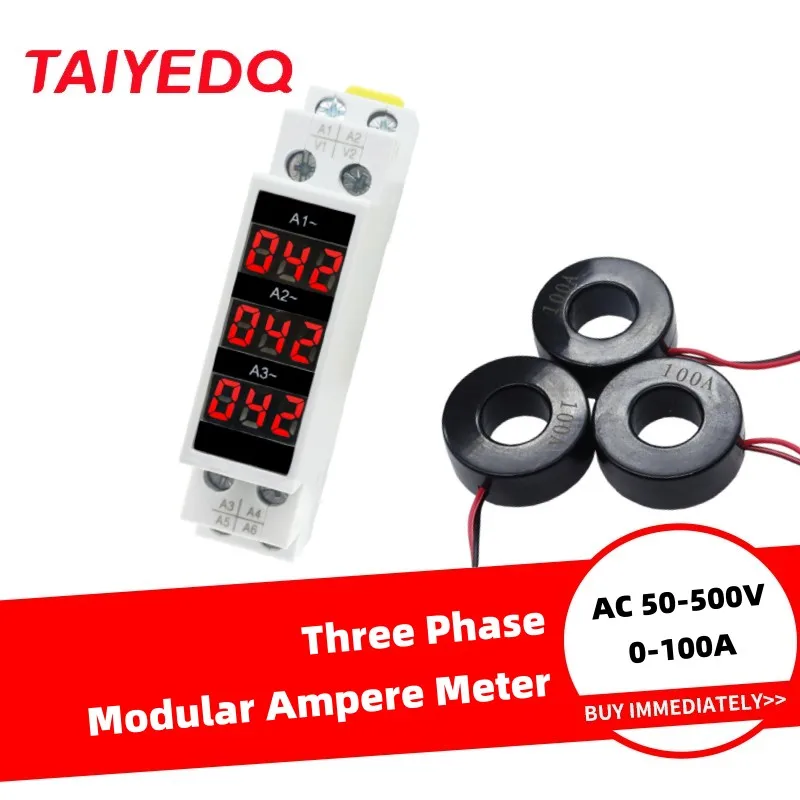 Din-Rail-Mount-Three-Phase-Ampere-Meter-Ac-80-500V-100A-Mini-Modular ...