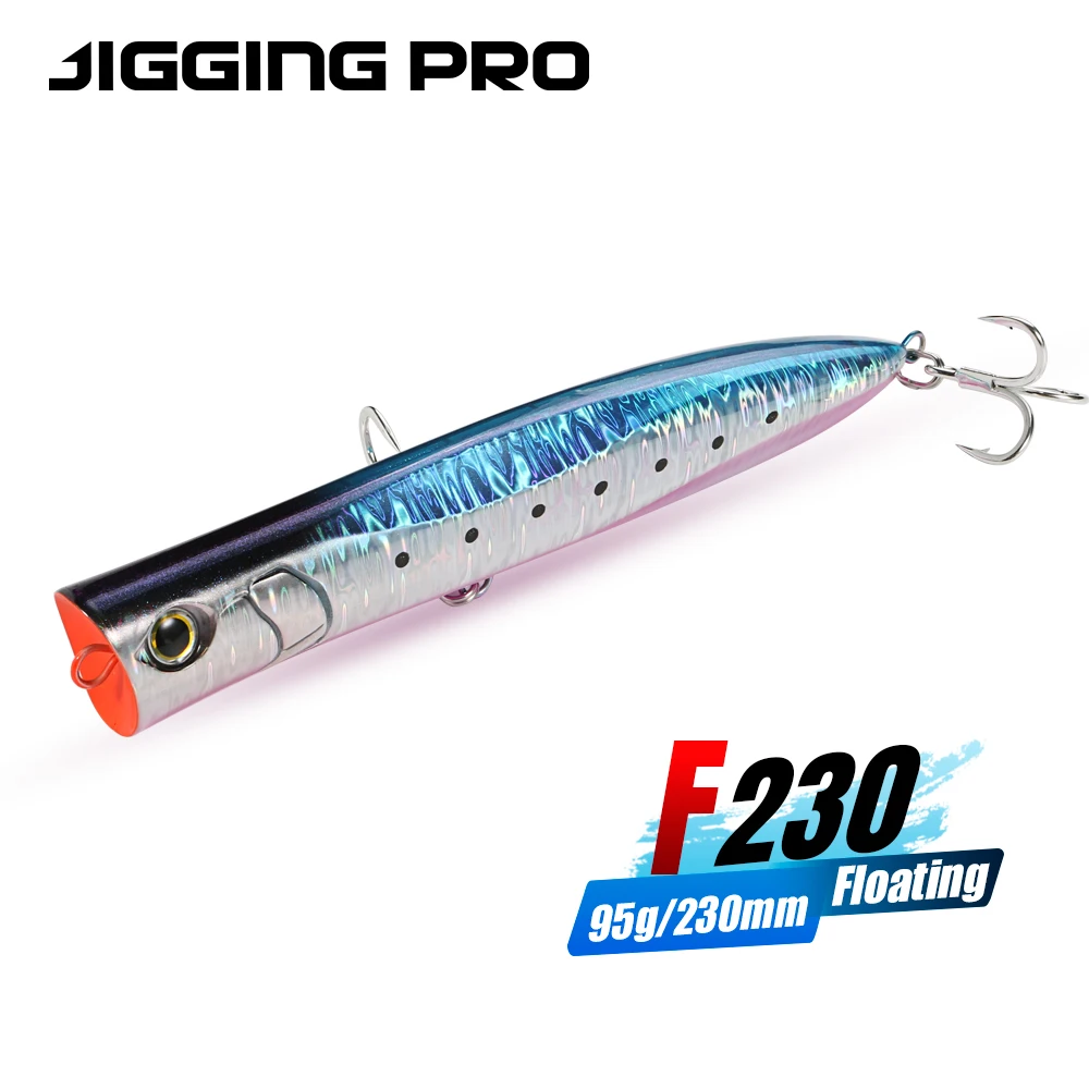 JIGGING PRO 230mm 95g Slim Popper Lure Topwater Fishing Bait Floating ...