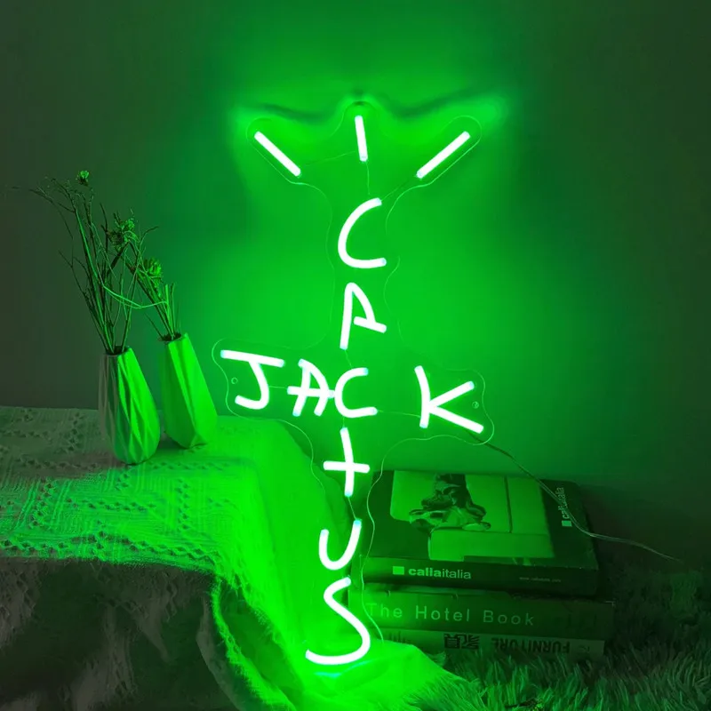 Cactus Jack LED Neon Sign USB Light Room Decoration Neon Light Rap West ...