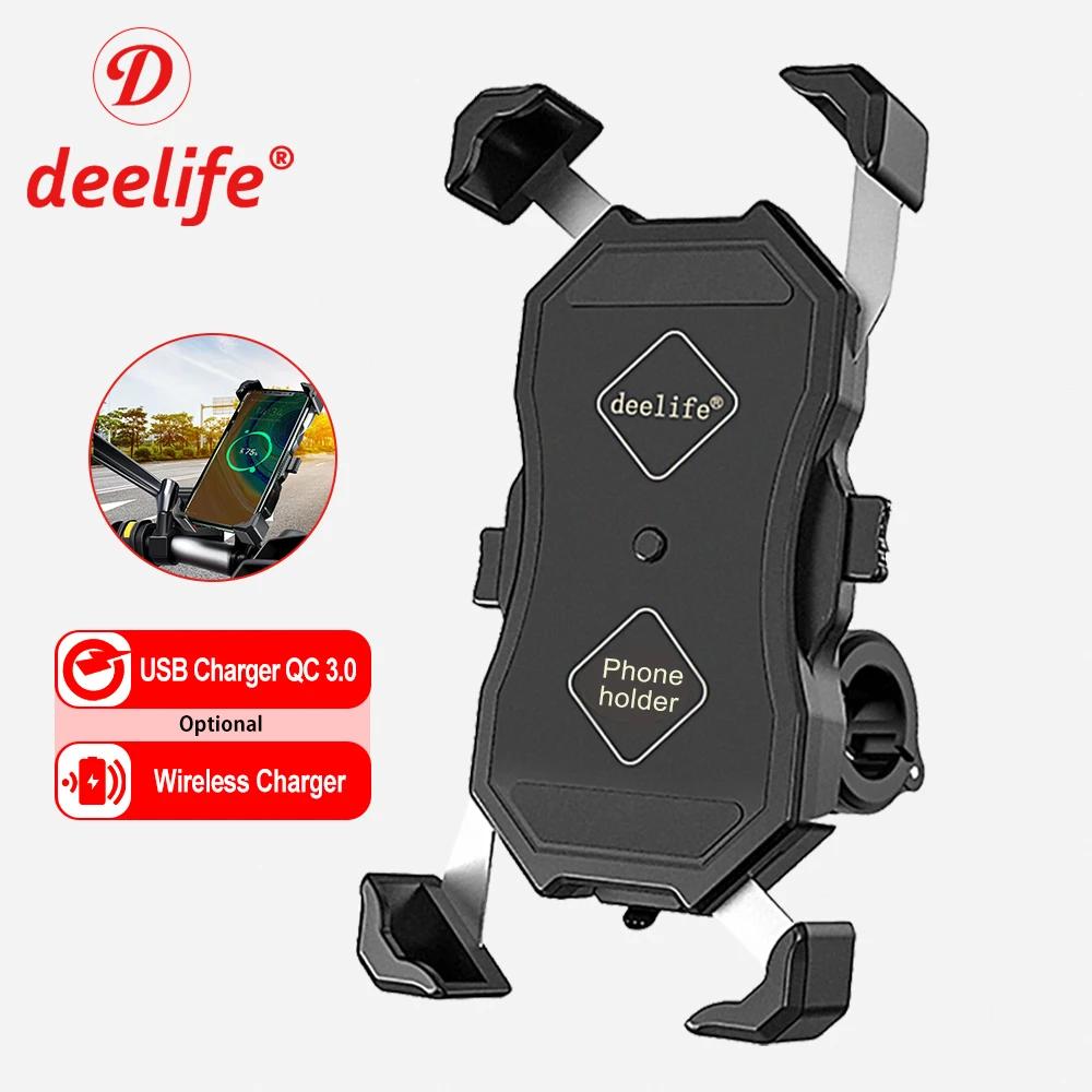 Deelife Motorcycle Phone Holder Wireless Charging for Moto Support Telephone Mount Mobile Stand ...