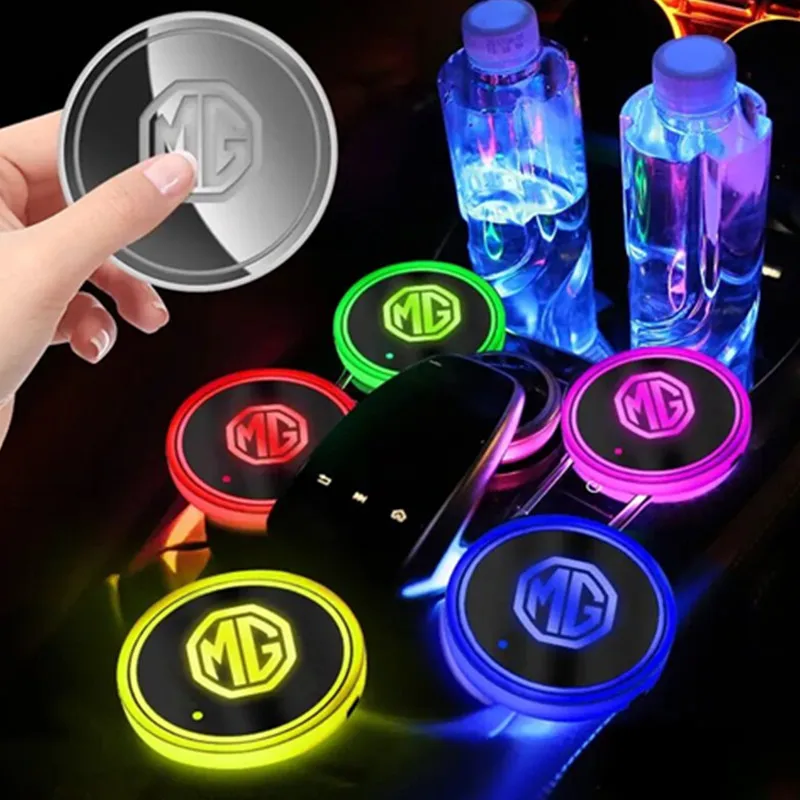 Luces-Led-con-logotipo-de-coche-accesorios-de-posavasos-almohadilla-de ...