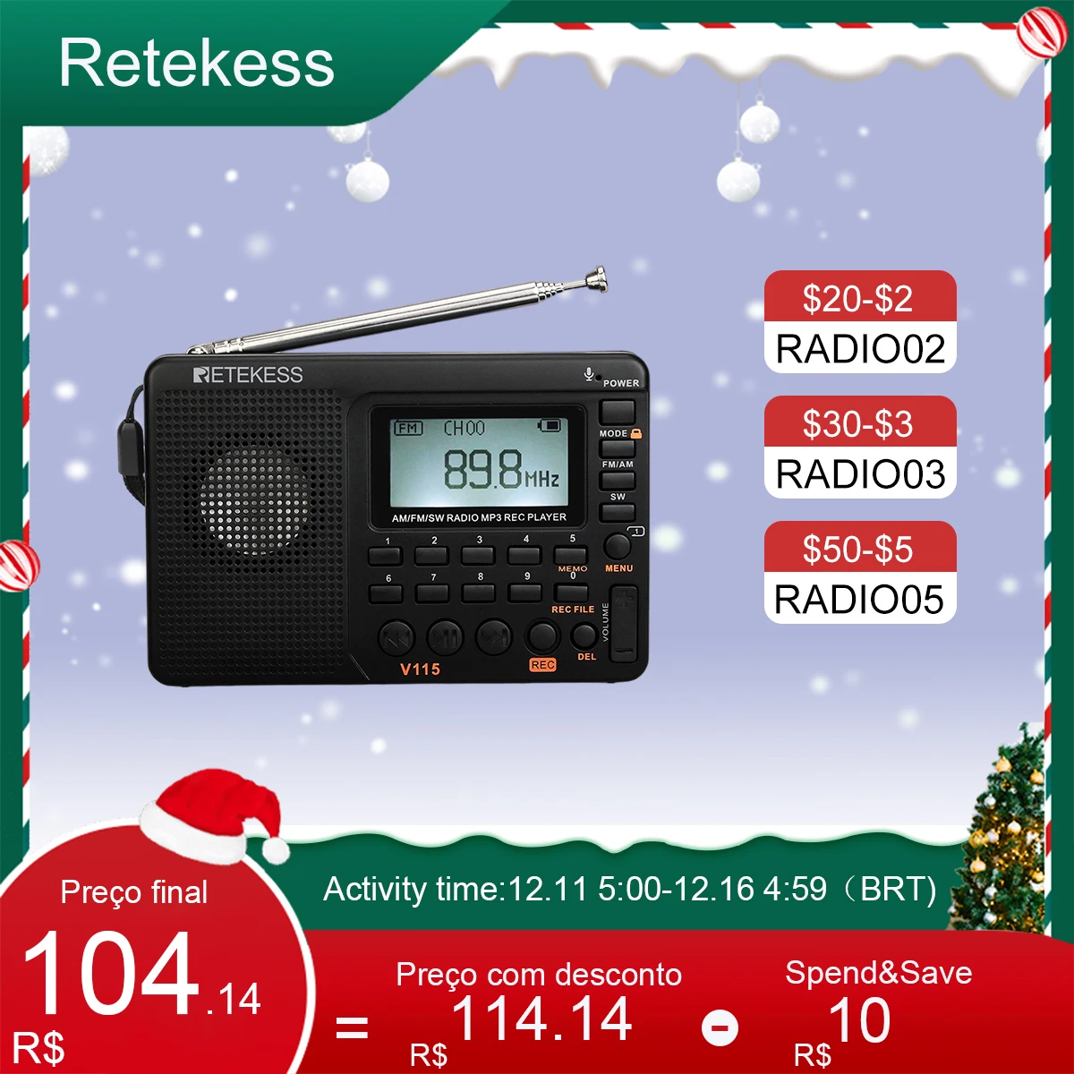 RETEKESS-R-dios-V115-Radio-Port-til-AM-FM-SW-R-dio-Portatil-Recarreg ...