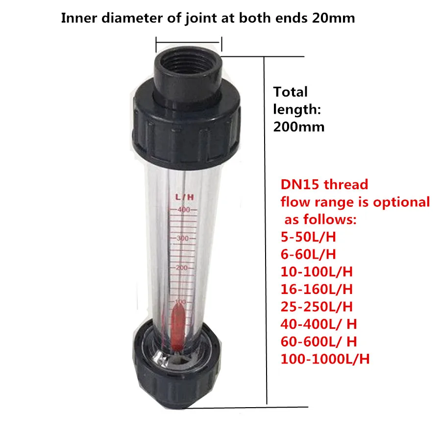 PVC plastic tube rotor flowmeter LZS-15 threaded connection float ...