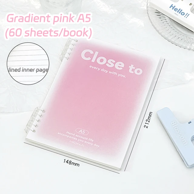 Loose-leaf Notebook Gradient Color Five-hole Detachable Lined Notepad A5/B5 Simple Ins Student ...