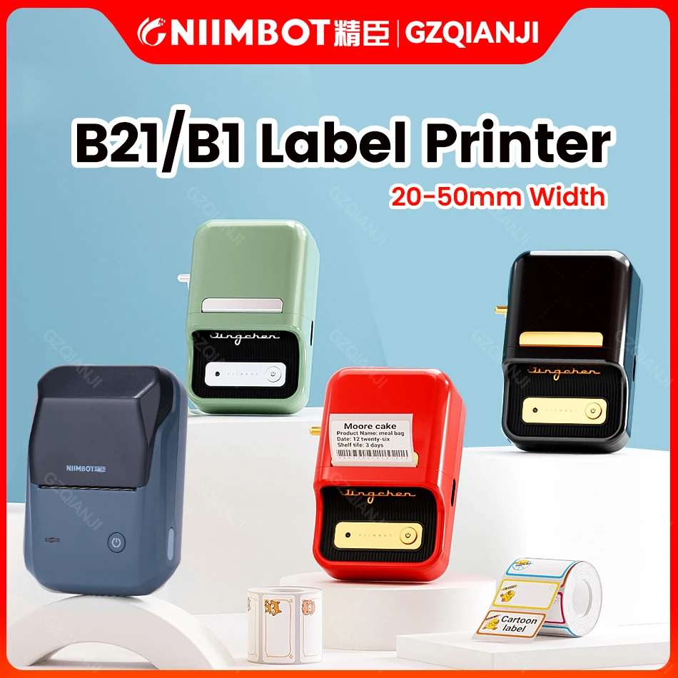 Niimbot B21 휴대용 다기능 무선 라벨 프린터, 자체 접착 라벨 롤, 비즈니스 바코드| | - AliExpress
