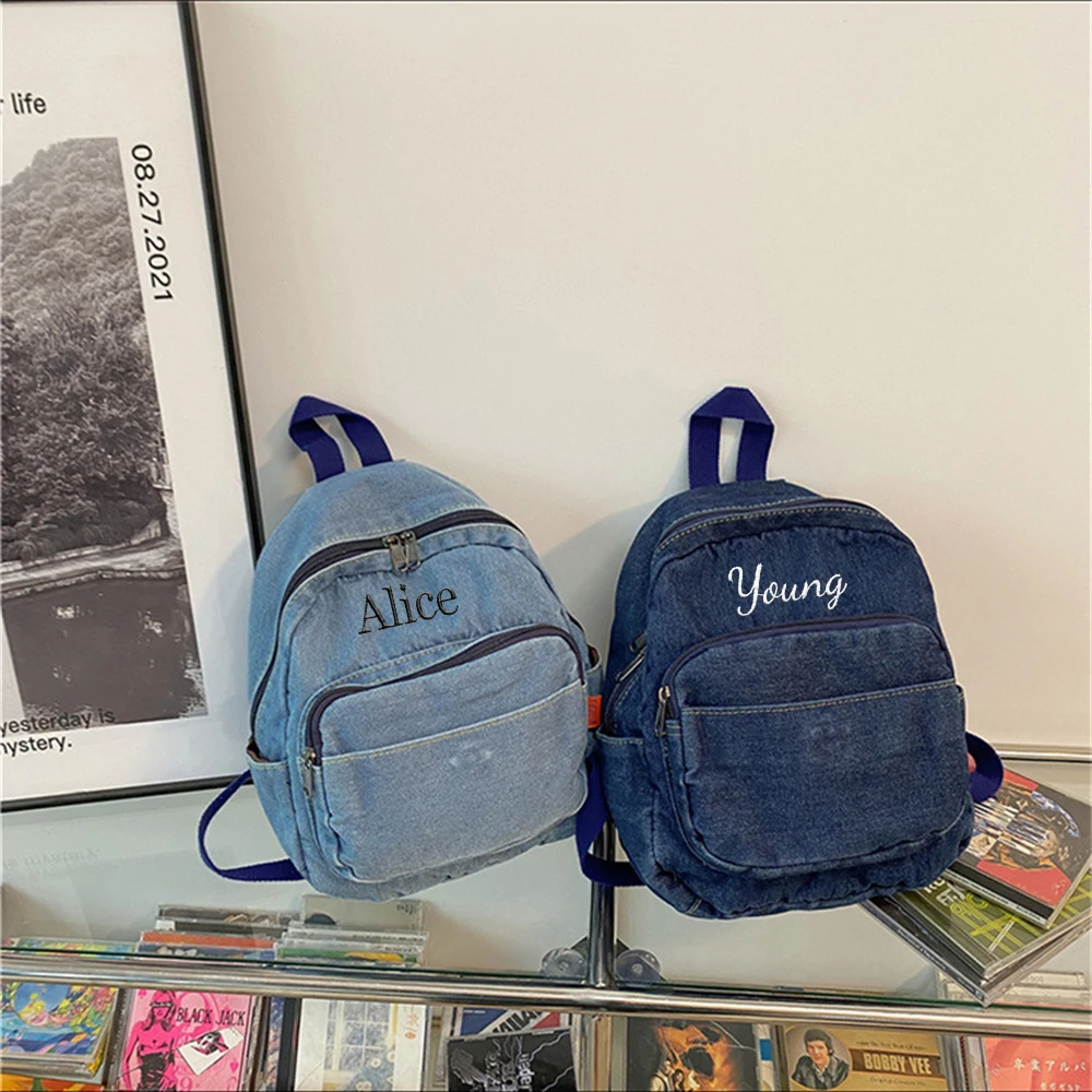 Customized-Mini-Women-s-Denim-Backpack-Personalized-Embroidery-Name-New ...