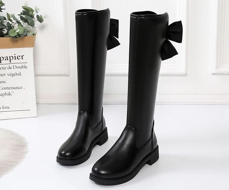 Boots Footwear Flat Dames Long Hiver Knee Shaft Shaft For Women Black ...