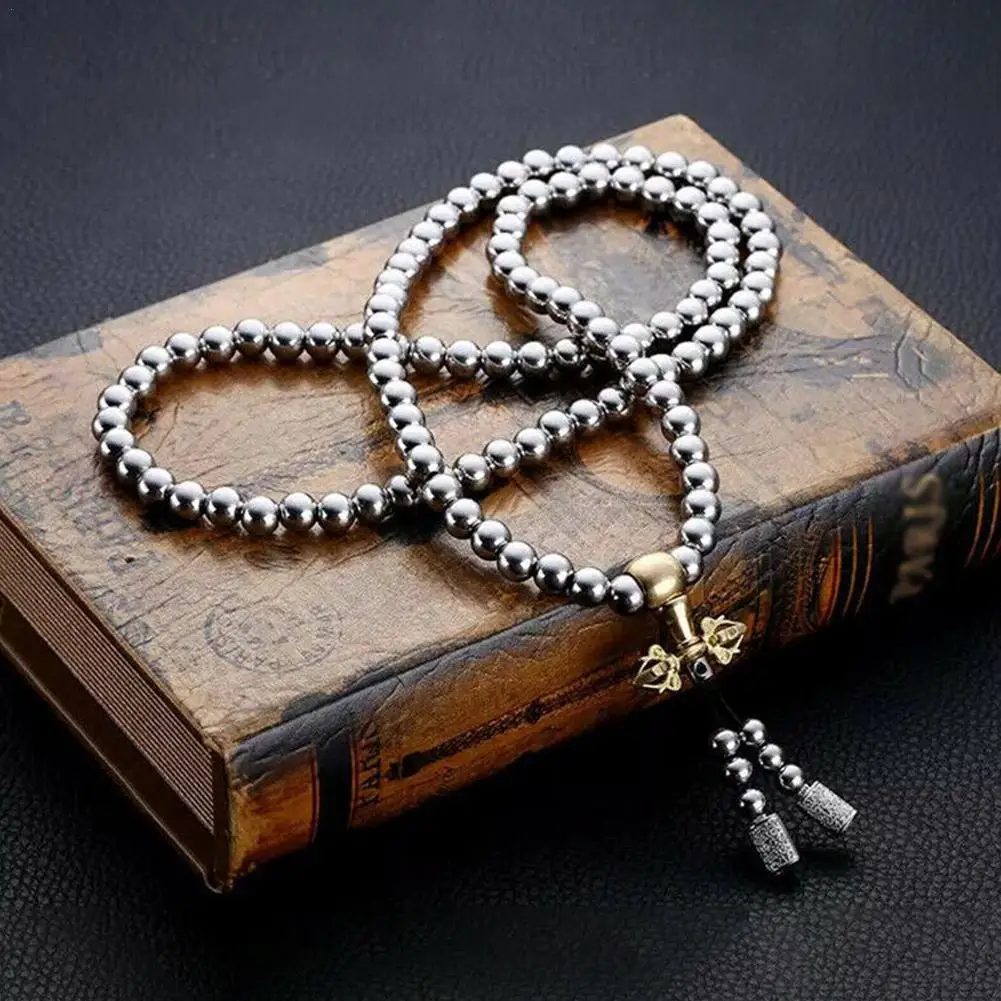 Outdoor-Self-defense-Hand-Bracelet-Necklace-Steel-118-Buddha-Beads ...