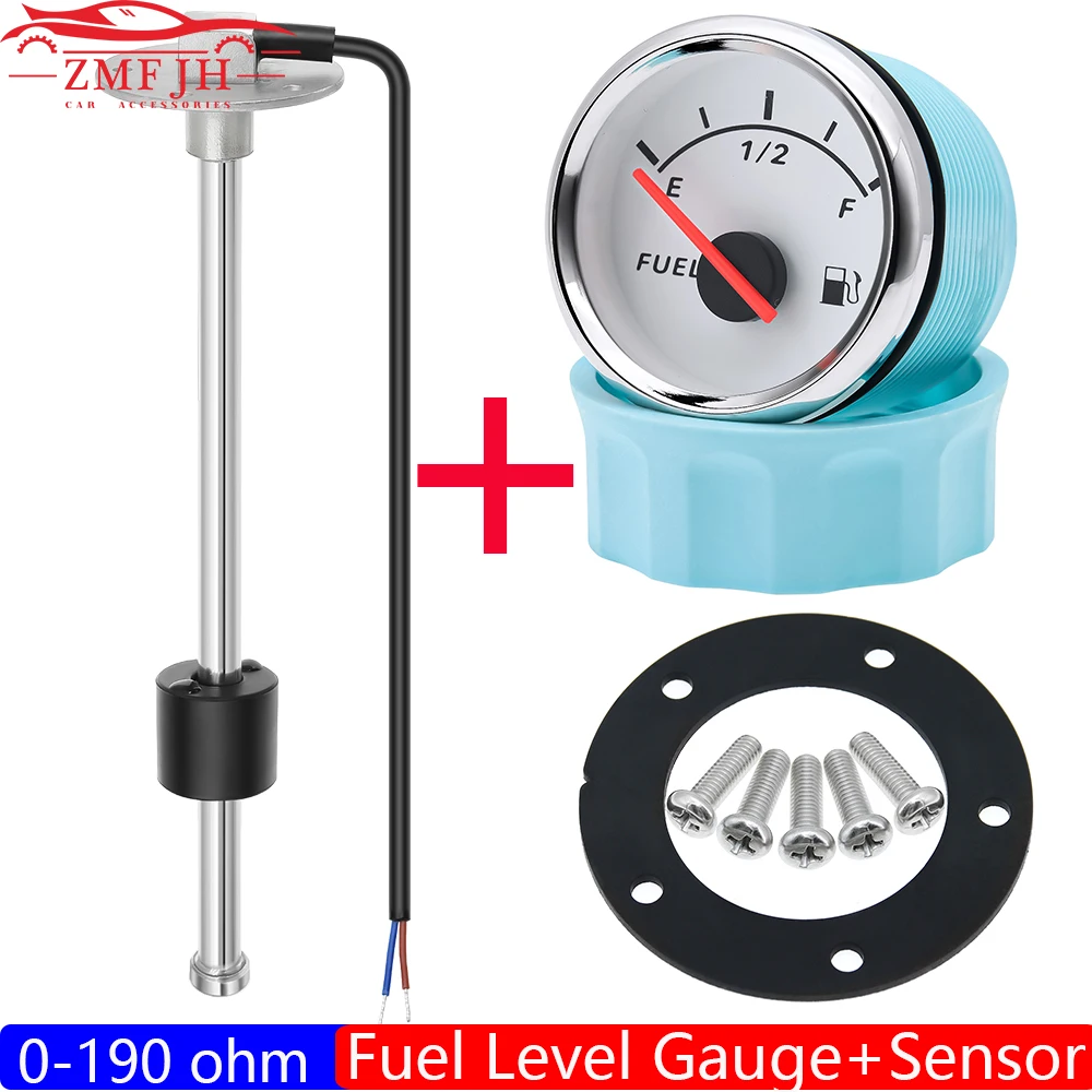 2023 New Red Backlight 52mm Fuel Level Gauge+Stainless Steel Oil Liquid ...