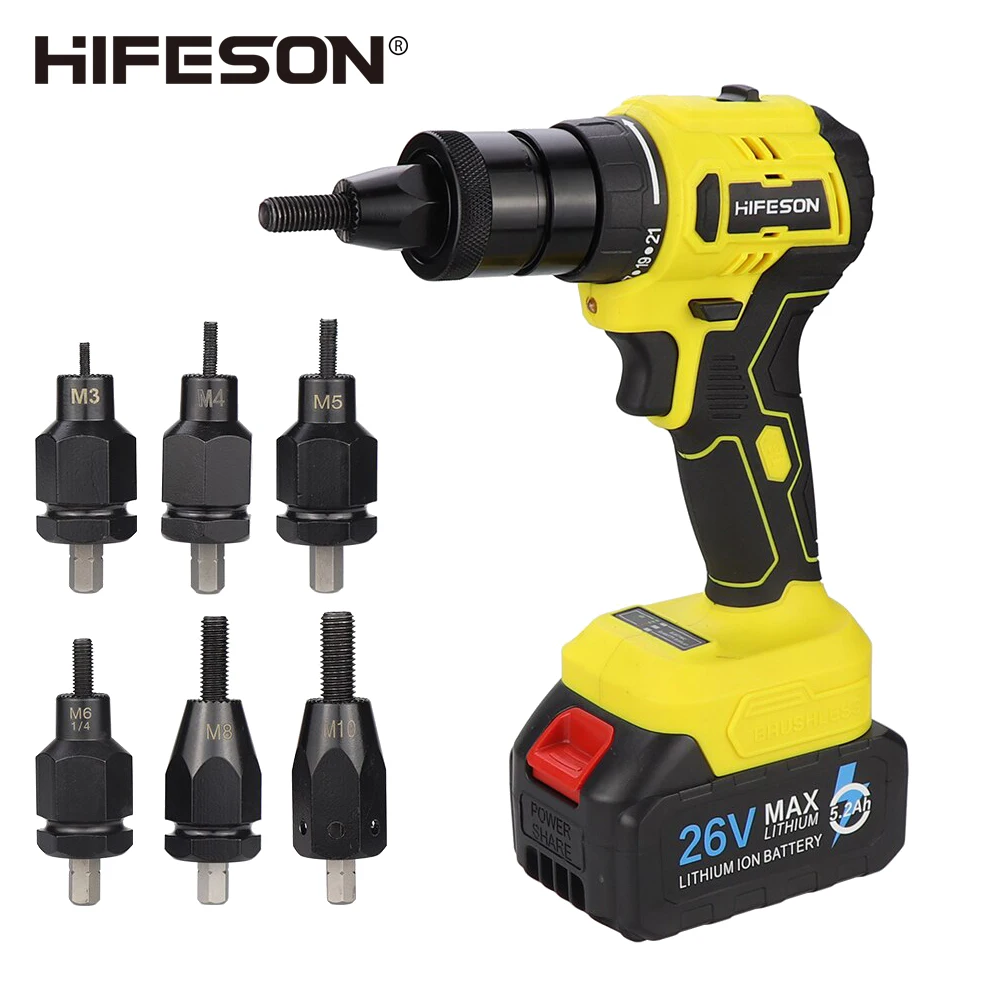 HIFESON-Electric-Rivet-Nut-Gun-Automatic-Nut-Puller-26V-Brushless-Self ...