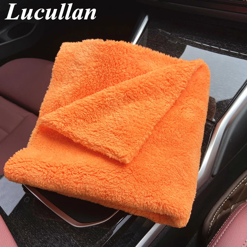 Lucullan 40x40cm Orange Super Thick Plush Edgeless Microfiber Towels ...