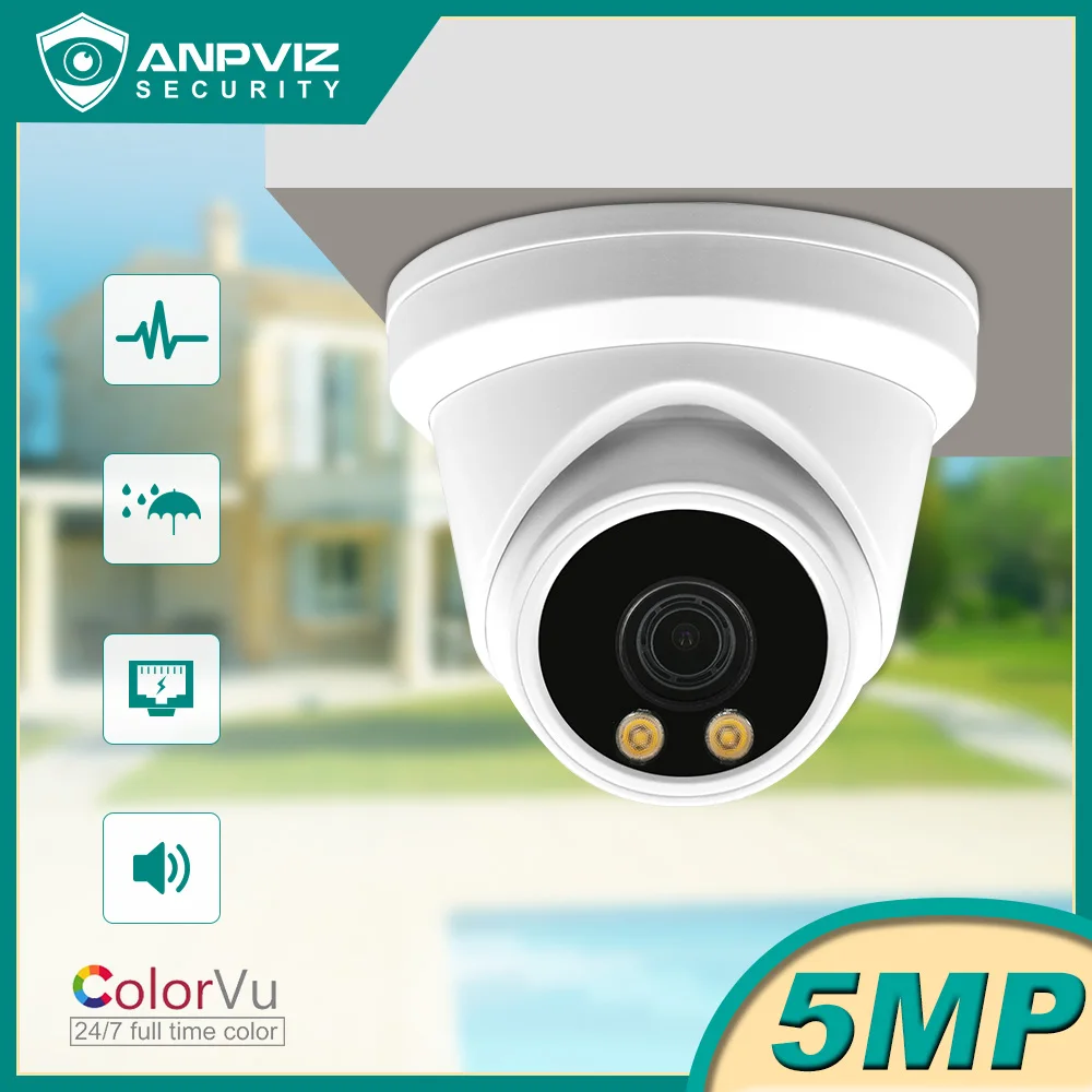 Anpviz 5MP ColorVu Turret IP POE Camera Security Protection ...