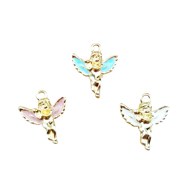 10pcs-19-17mm-Gold-Metal-Diy-Enamel-Angel-Fairy-Cherub-Charms-For ...