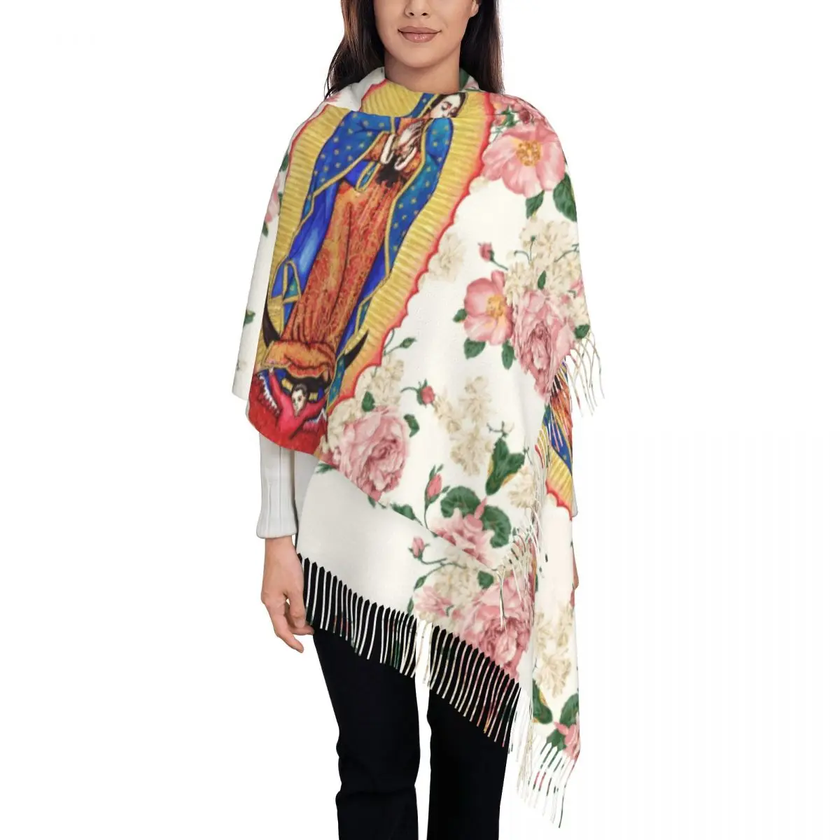 Bufandas-largas-de-la-Virgen-de-Guadalupe-para-mujer-chal-suave-y-c ...