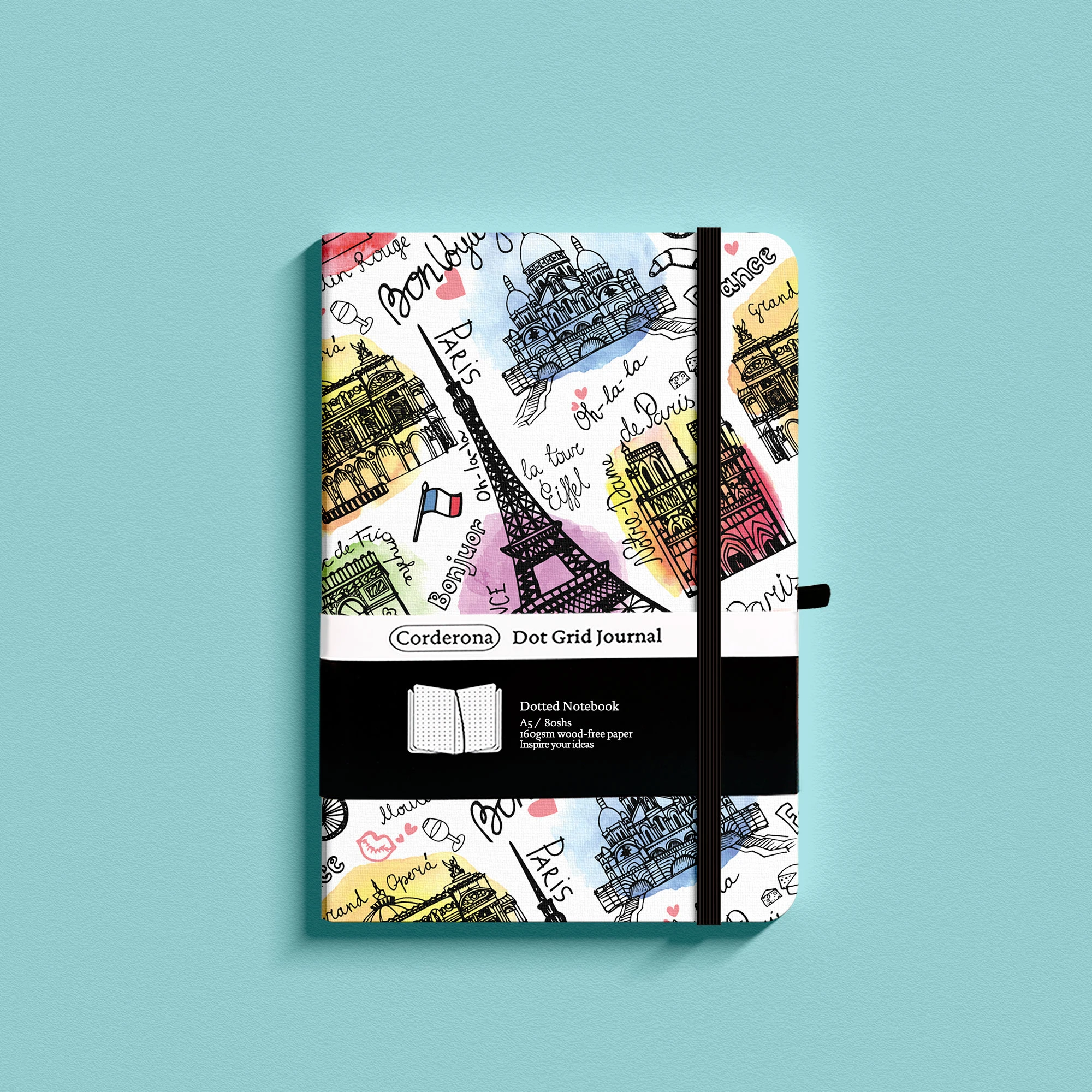 A5 Paris Eiffel Tower Bullet Dotted Journal 160gsm Travel Hardcover ...