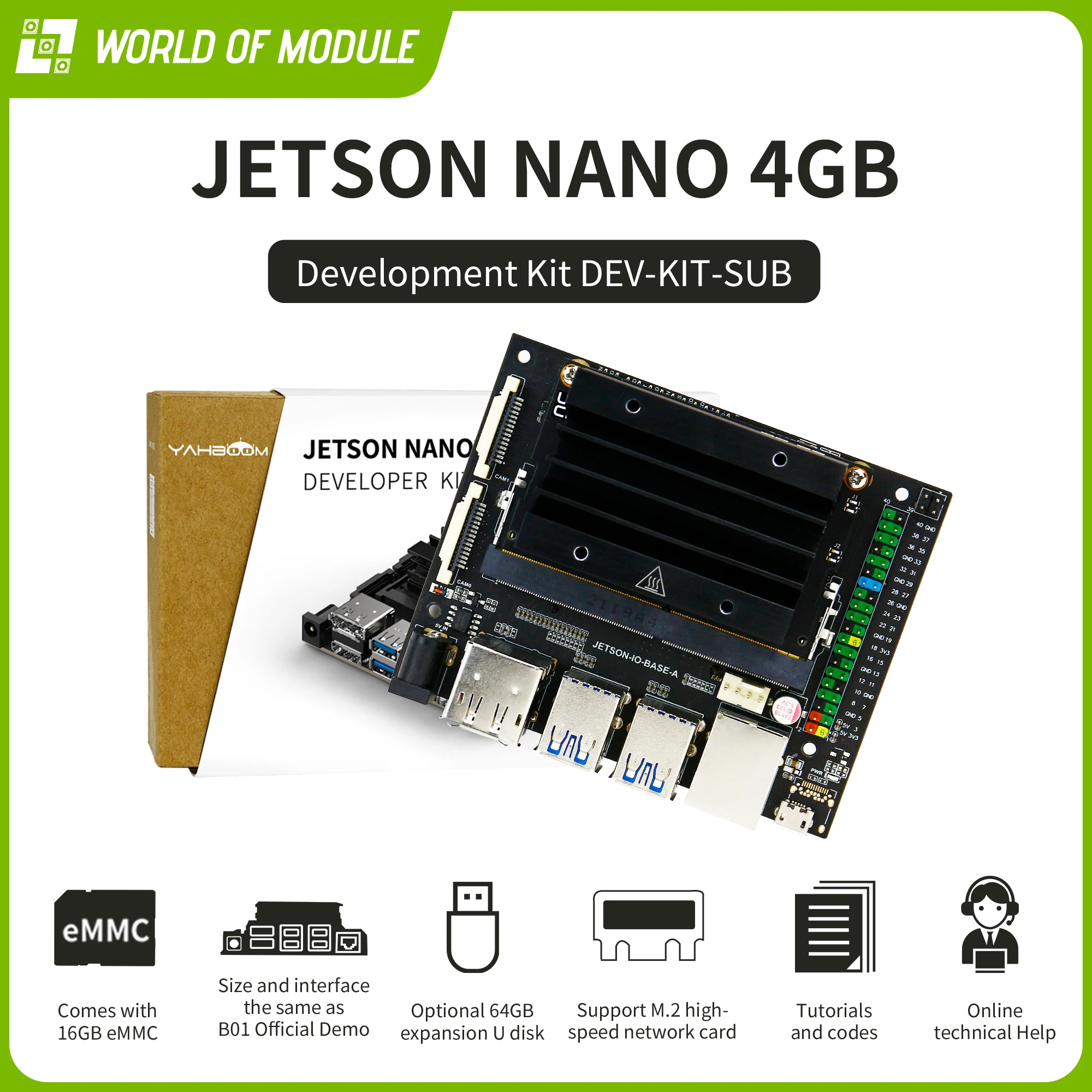 Jetson Nano 4GB 개발자 키트 딥 러닝 프로그래밍 로봇 DIY 플랫폼 용 16GEMMC 모듈이 있는 임베디드 개발 ...