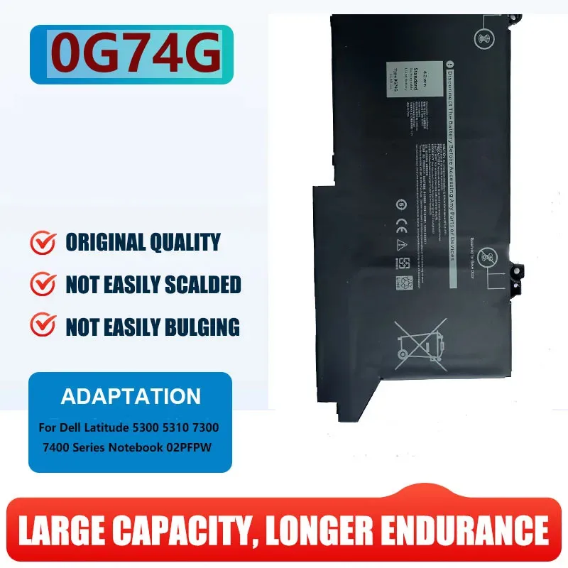Good quality 0G74G Laptop Battery replacement for Dell Latitude 5300 ...