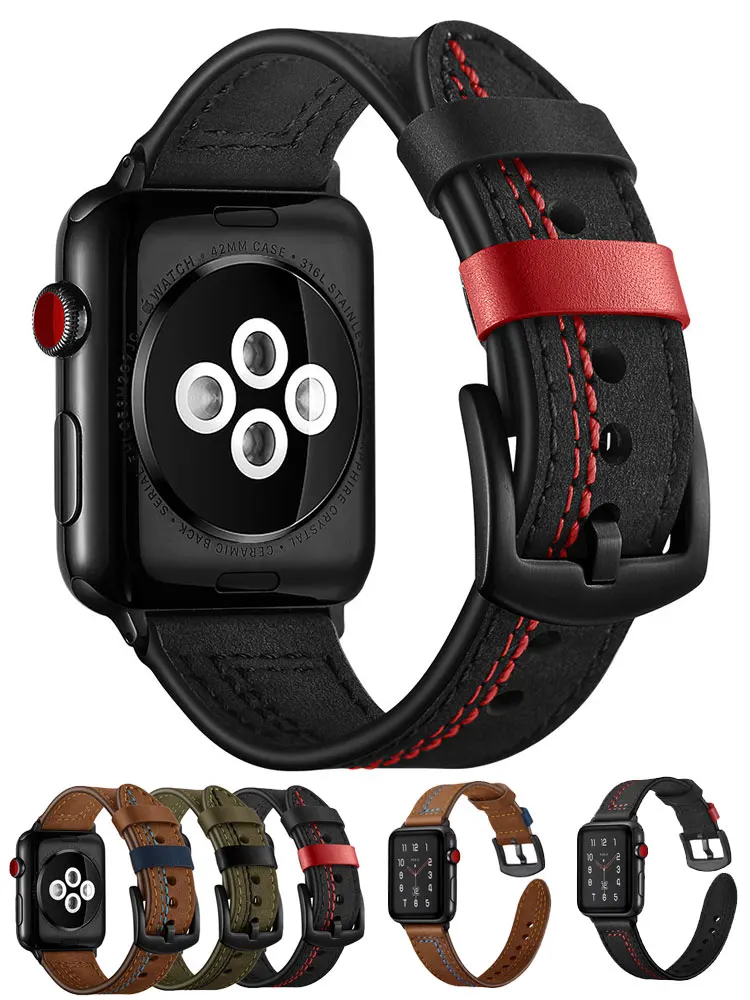 Genuine-Leather-loop-strap-For-Apple-watch-Ultra-2-band-44mm-45mm-49mm ...