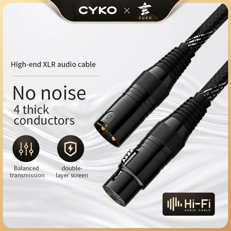 CYKO XLR audio cable hifi 6N OFC Stereo male to female gold plated plug ...
