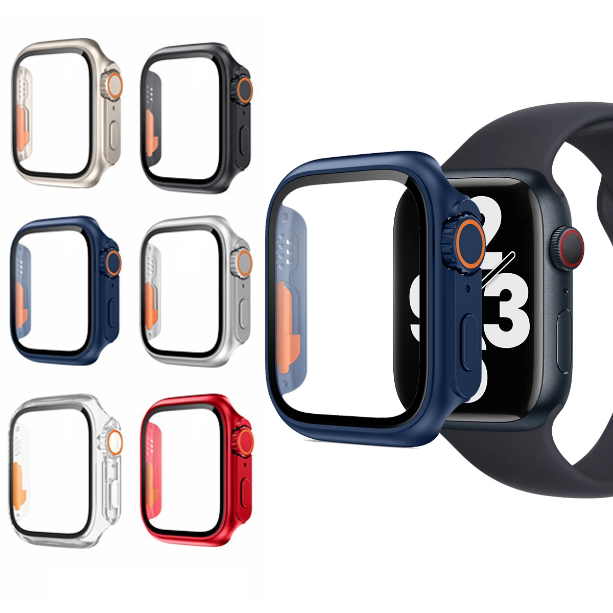 Tempered-Glass-Screen-Protector-Case-For-Apple-Watch-Cover-44mm-45mm ...