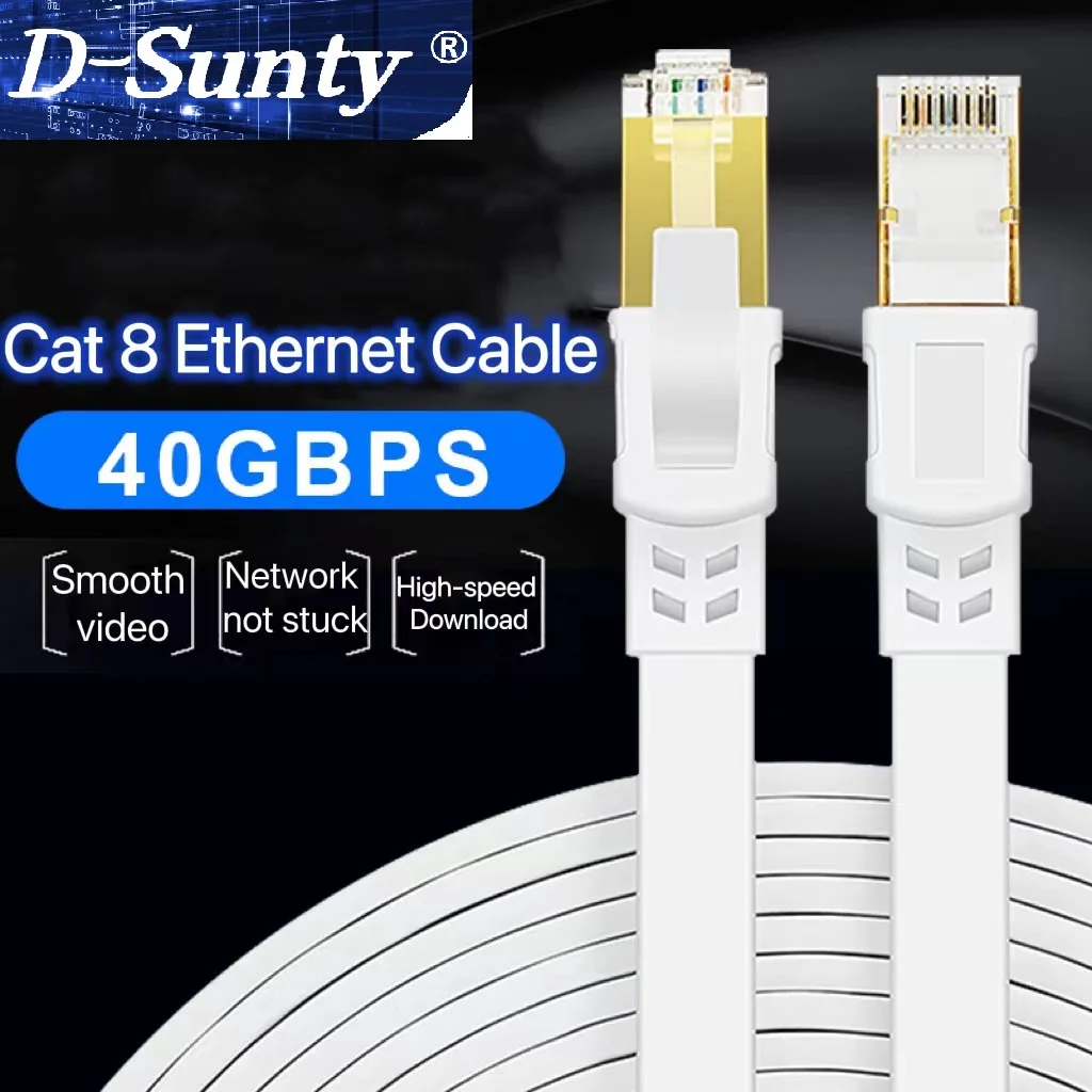 D Sunty Cat 8 Cabo Ethernet Lan, RJ45 Cabo de Rede Patch, 5m, 10m, 15m ...