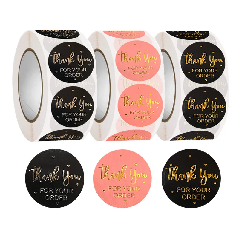 500pcs Round Labels Kraft Paper Thank You Sticker Dragees Candy Bag ...