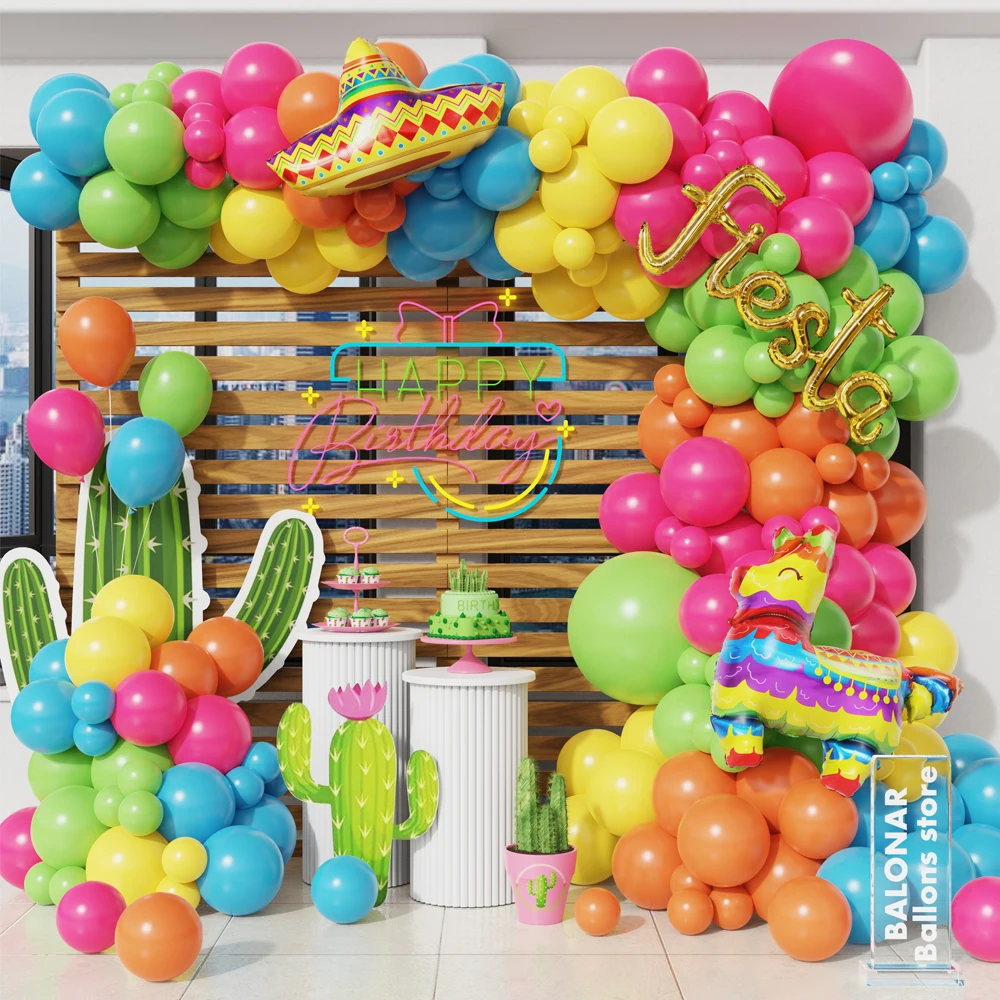 137pcs-Mexican-Fiesta-Party-Balloon-Garland-Arch-Kit-Cactus-Llama-Foil-Balloons-for-Taco-Twosday ...