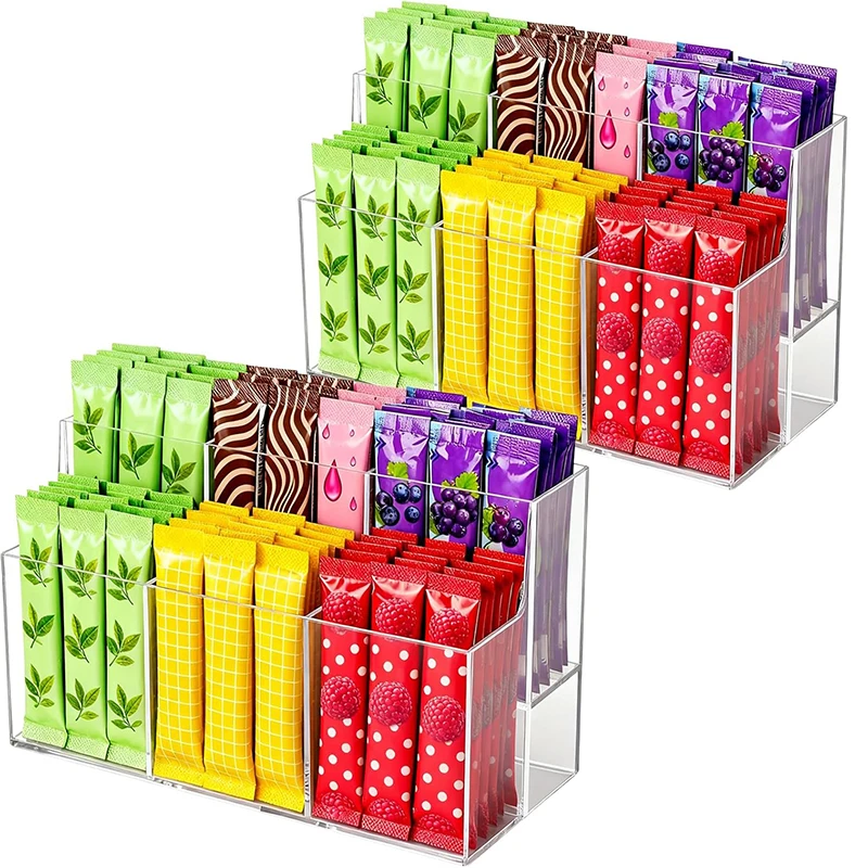 2-Tier Acrylic Drink Packet Organizer for Water Flavor Hydration ...