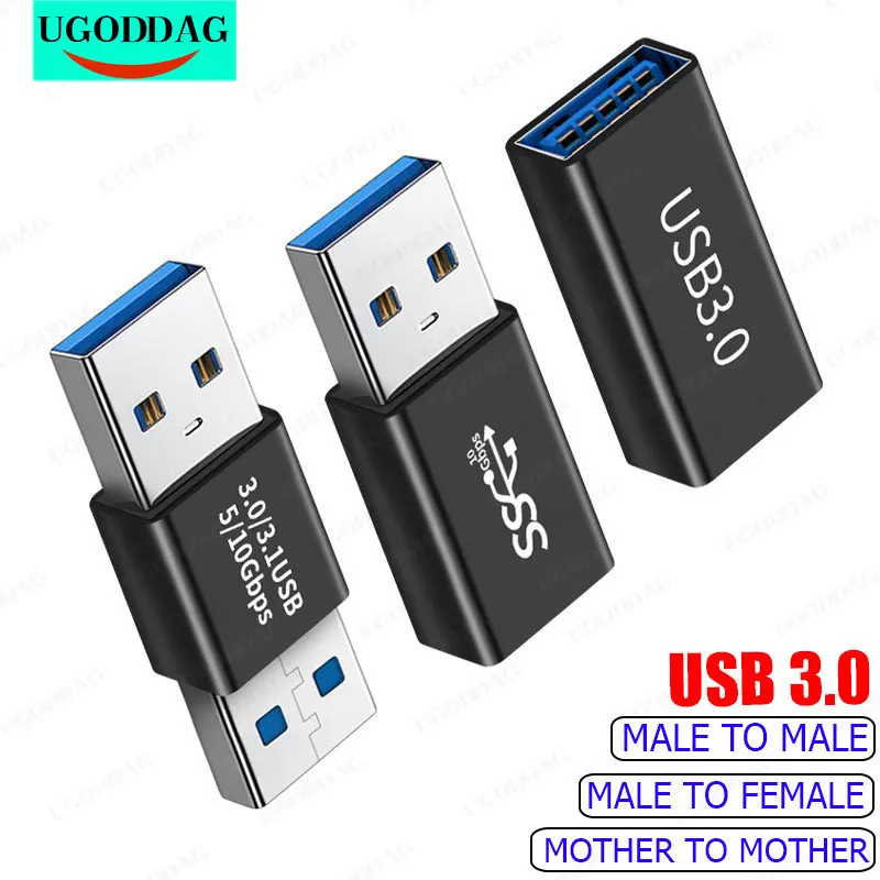Adaptateur USB 3.0 à connecteur USB 3.0, 5Gbps, Gen1 mâle à femelle, convertisseur USB SSD ...