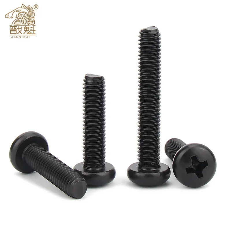 50/ 100pcs Black Round Head Cross Screw M1 M1.2 M1.4 M1.6 M1.7 M2 M2.5 ...